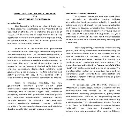 Essay new initiatives of government of india to boost up indian economy ...