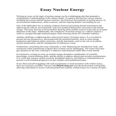 Essay On Atomic Energy | PDF