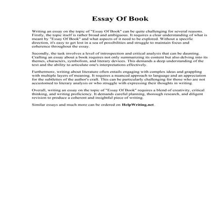 Book Essay Examples Pdf
