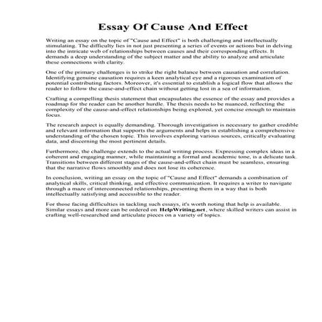 Essay Of Cause And Effect. Cause And Effect Essay Structure Amat | PDF