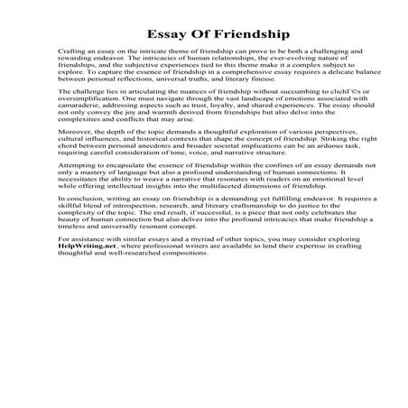 Essay Of Friendship | PDF | Mental Health | Diseases and Conditions