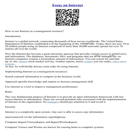 Essay Of Internet | PDF