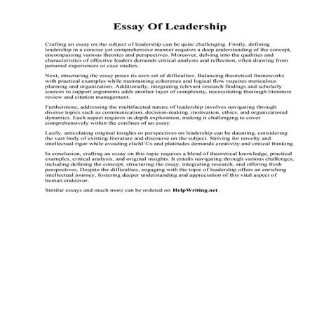 Essay Of Leadership. Helena College University of Montana | PDF