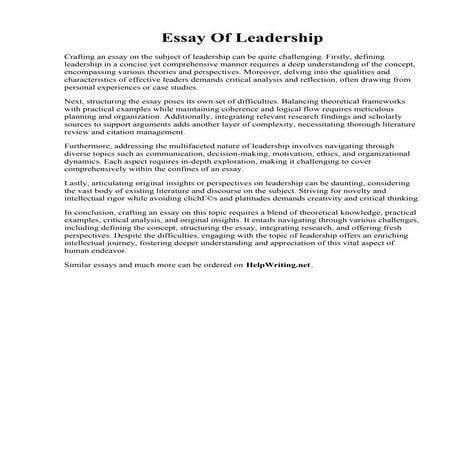 Essay Of Leadership. Leadership essay. 005 Essay Example Leadership Experience On L Qualities ...