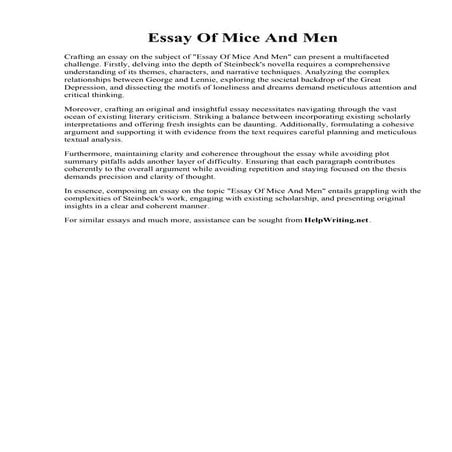 Essay Of Mice And Men. A Review of Of Mice and Men - GCSE English ...