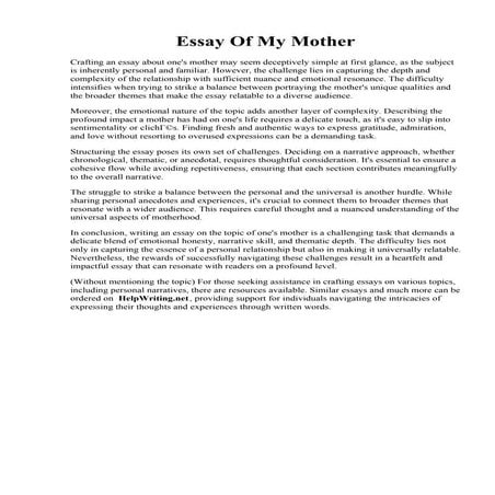 Essay Of My Mother | PDF