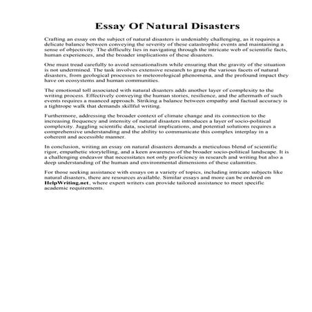 Essay Of Natural Disasters | PDF