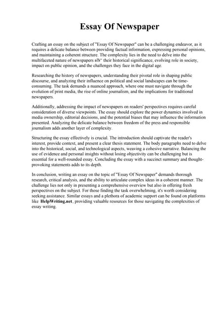 Essay Writing On Newspaper.pdf | Homework and Study | Education