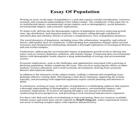 Essay Of Population.pdf | Environment | Science