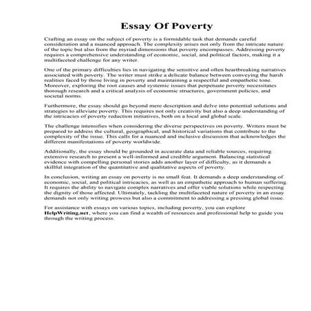 Essay Of Poverty. How to Eradicate Poverty Essay Essay on How to ...