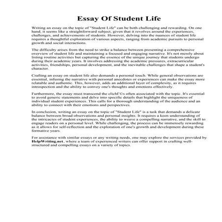 Essay Of Student Life. Student life essay in english. Student life ...