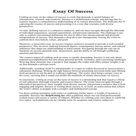 Essay Of Success. What it means to be successful essay | PDF ...