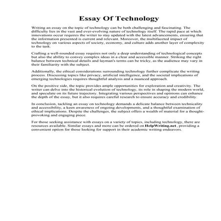 Essay Of Technology | PDF | College Football | College Sports