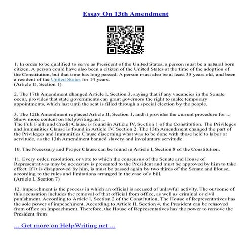 Essay On 13Th Amendment | PDF