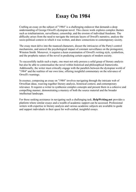 1984 Totalitarianism Essay | PDF