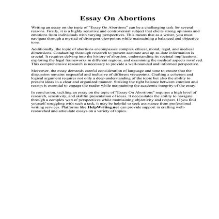 Essay On Abortions | PDF