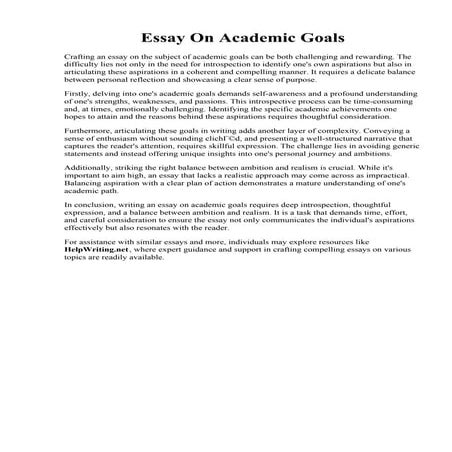 Essay On Academic Goals. . College Essay About Educational Goals ...
