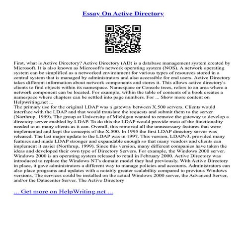Essay On Active Directory | PDF