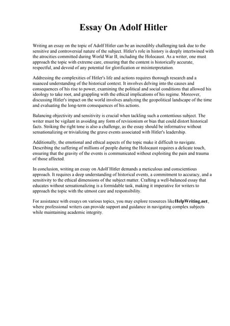 Hitler Essay. University of Louisiana at Monroe | PDF