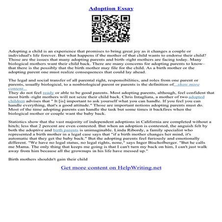 Essay On Adoption | PDF