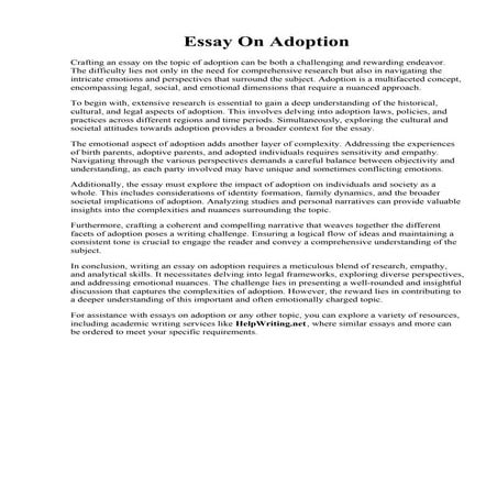 Essay On Adoption. Adoption persuasive speech outline. Persuasive ...