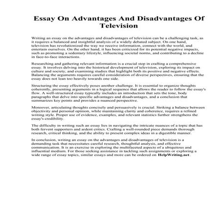 Essay On Advantages And Disadvantages Of Television.pdf