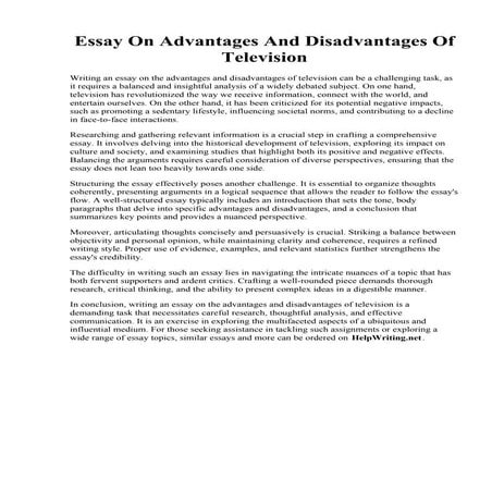 Essay On Advantages And Disadvantages Of Television.pdf