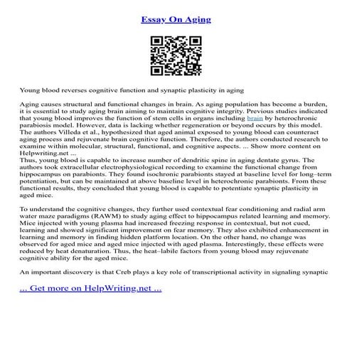 Effects of ageing on cognitive development sample essay | PDF