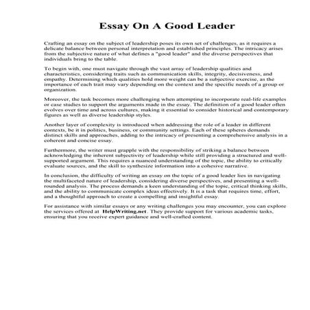 Essay On A Good Leader.pdf