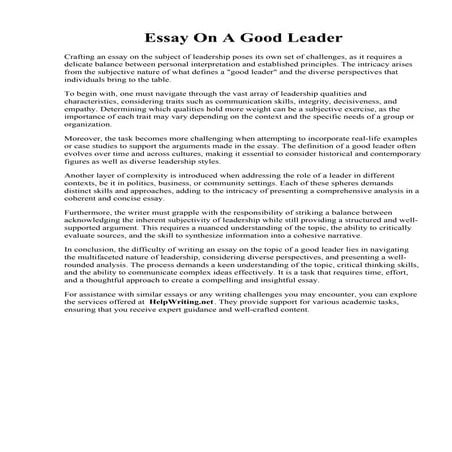 Essay On A Good Leader.pdf