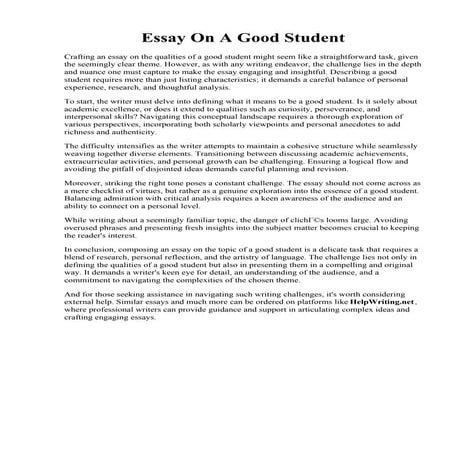 Essay On A Good Student | PDF