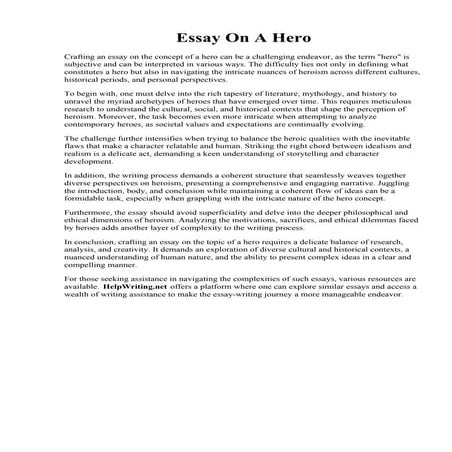 Essay On A Hero. How to Write Your Hero Essay | PDF | Documentary | Genres