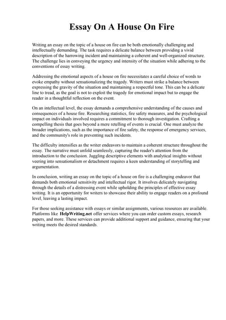 House On Fire Essay | PDF