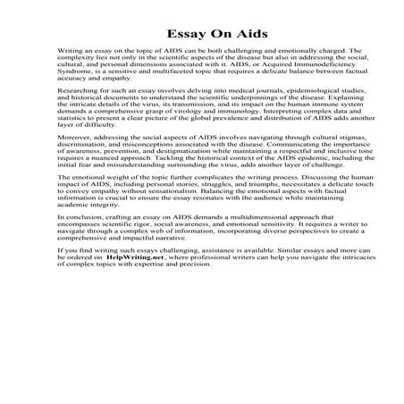 Essay On Aids | PDF