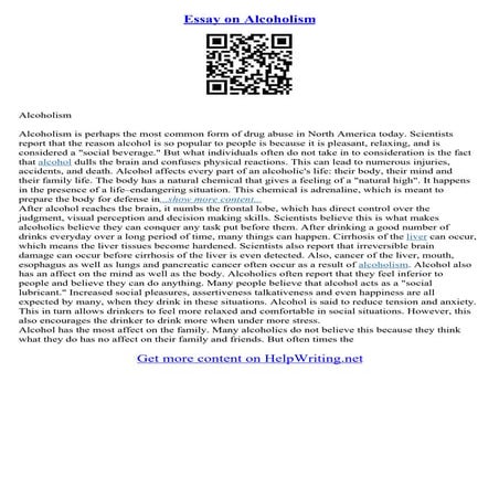 Essay On Alcoholism | PDF