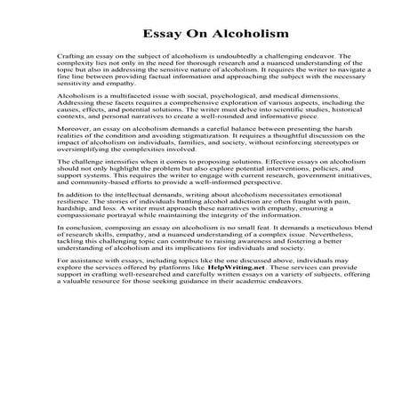 Essay On Alcoholism. Des Moines University | PDF | Substance Abuse ...
