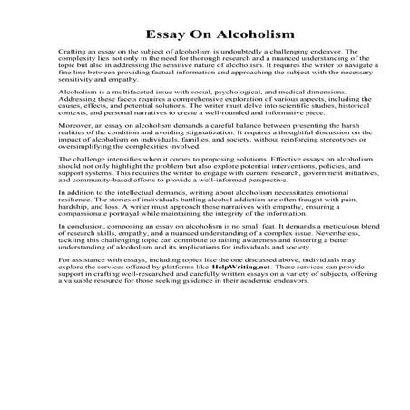 Essay On Alcoholism. An In Depth Look At Alcoholism Free Essay Sample ...
