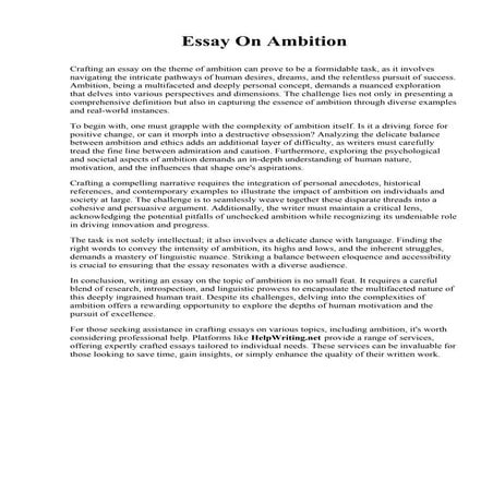 Essay On Ambition. SIT Graduate Institute | PDF
