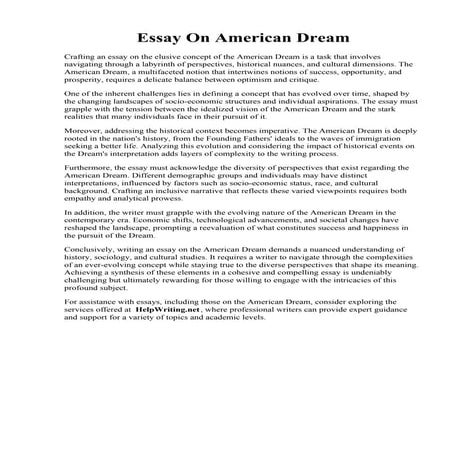 Essay On American Dream. Marvelous American Dream Argumentative Essay ...