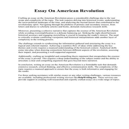 American Revolutionary War Essay | PDF