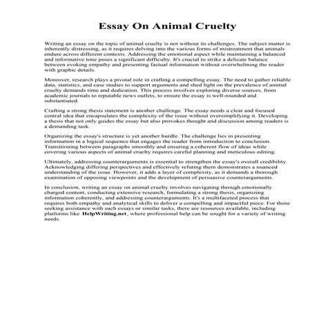 Essay On Animal Cruelty. SUNY Environmental Science and Forestry | PDF ...