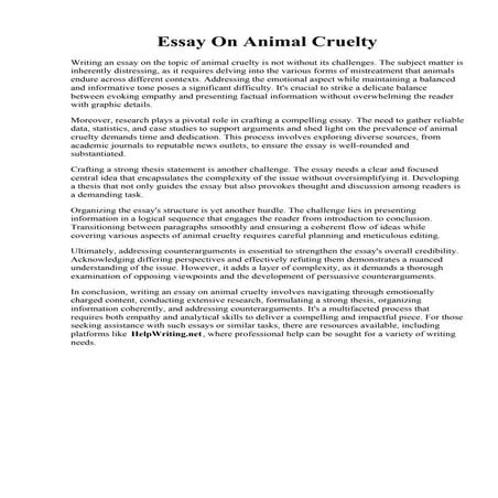 Essay On Animal Cruelty | PDF