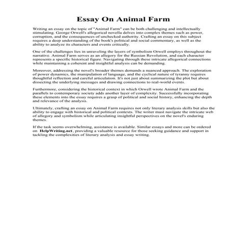 Essay On Animal Farm | PDF
