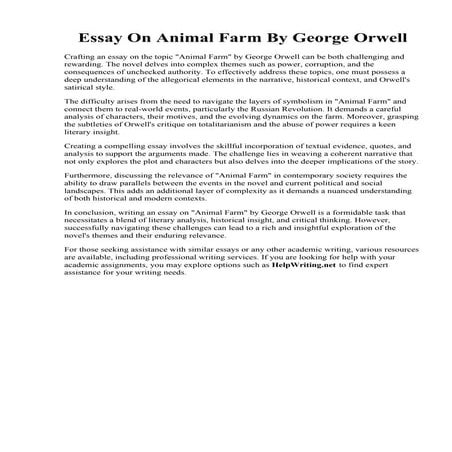 Essay On Animal Farm By George Orwell.pdfEssay On Animal Farm By George ...