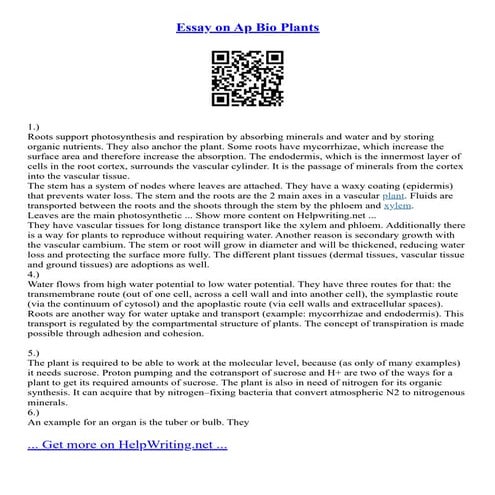 Essay On Ap Bio Plants | PDF | Gardening | Home & Garden
