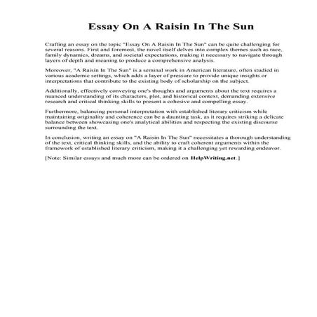 Essay On A Raisin In The Sun.pdf