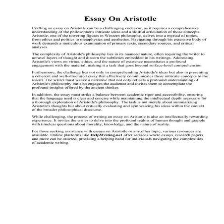 Essay On Aristotle | PDF