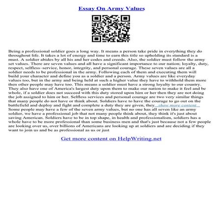 Essay On Army Values | PDF