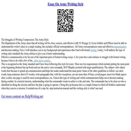 Essay On Army Writing Style | PPT