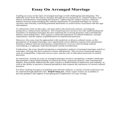 Essay On Arranged Marriage.pdf | Marriage and Civil Unions | Family and ...